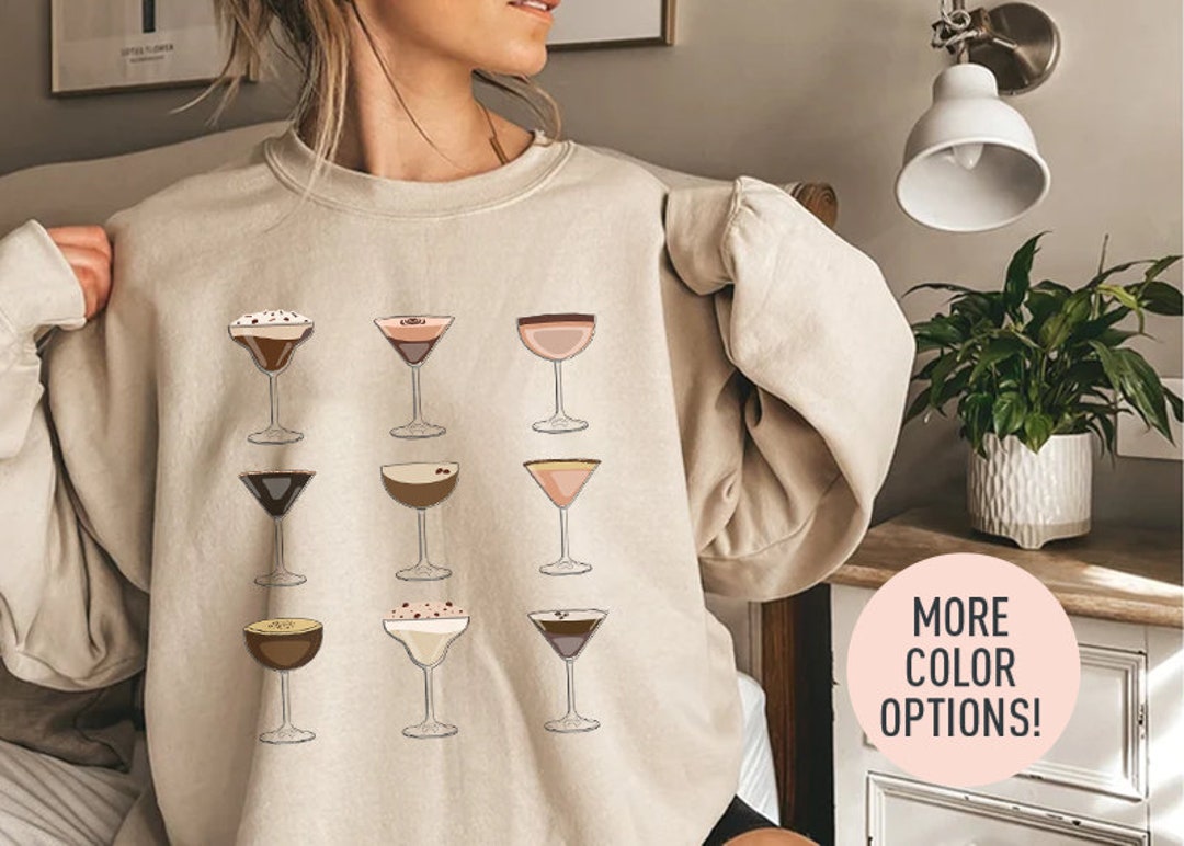 Espresso Martini Crewneck Sweatshirt, Martini Drink Sweatshirt, Women’s ...