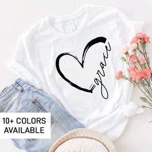Grace Shirt for Women, Cute Grace Heart T-shirt for Her, Religious Gift ...