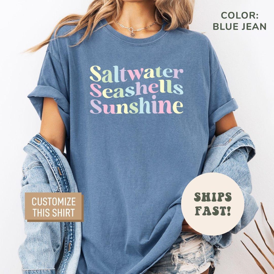Comfort Colors® Saltwater Seashells Sunshine Shirt, Cute Summer Shirt ...