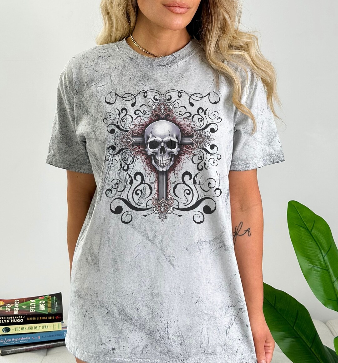 Y2K Grunge Skull Gothic Cross Tye Dye Shirt Y2K Grunge Fairy Grunge ...