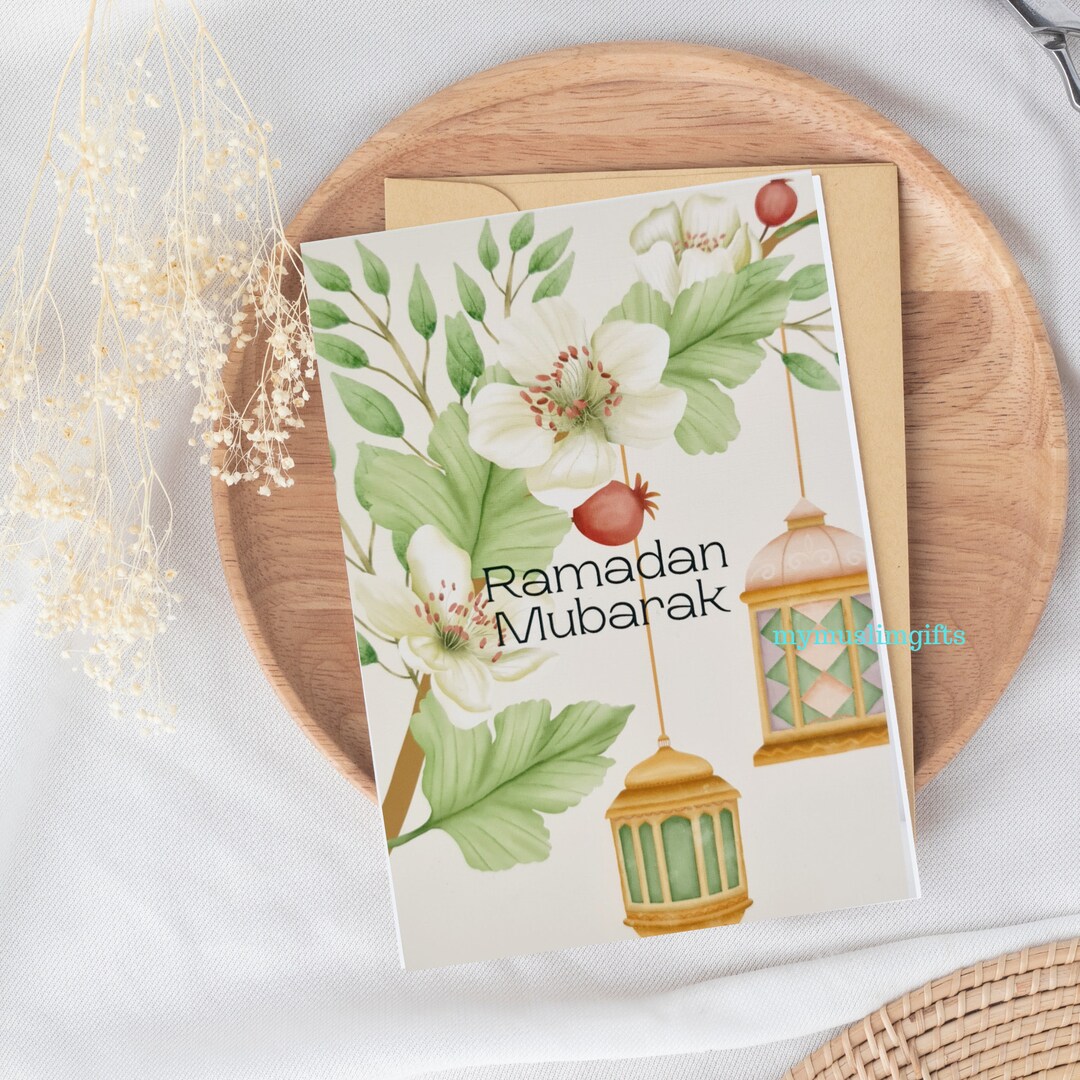 Ramadan Mubarak Card: Floral Muslim Greeting Card - Etsy