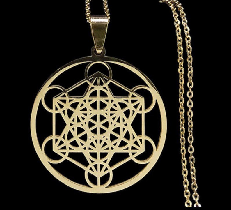 Archangel Metatron Cube Symbol Necklace Gold Stainless Steel - Etsy