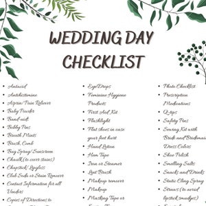 Wedding Day Checklist Printable Download - Etsy