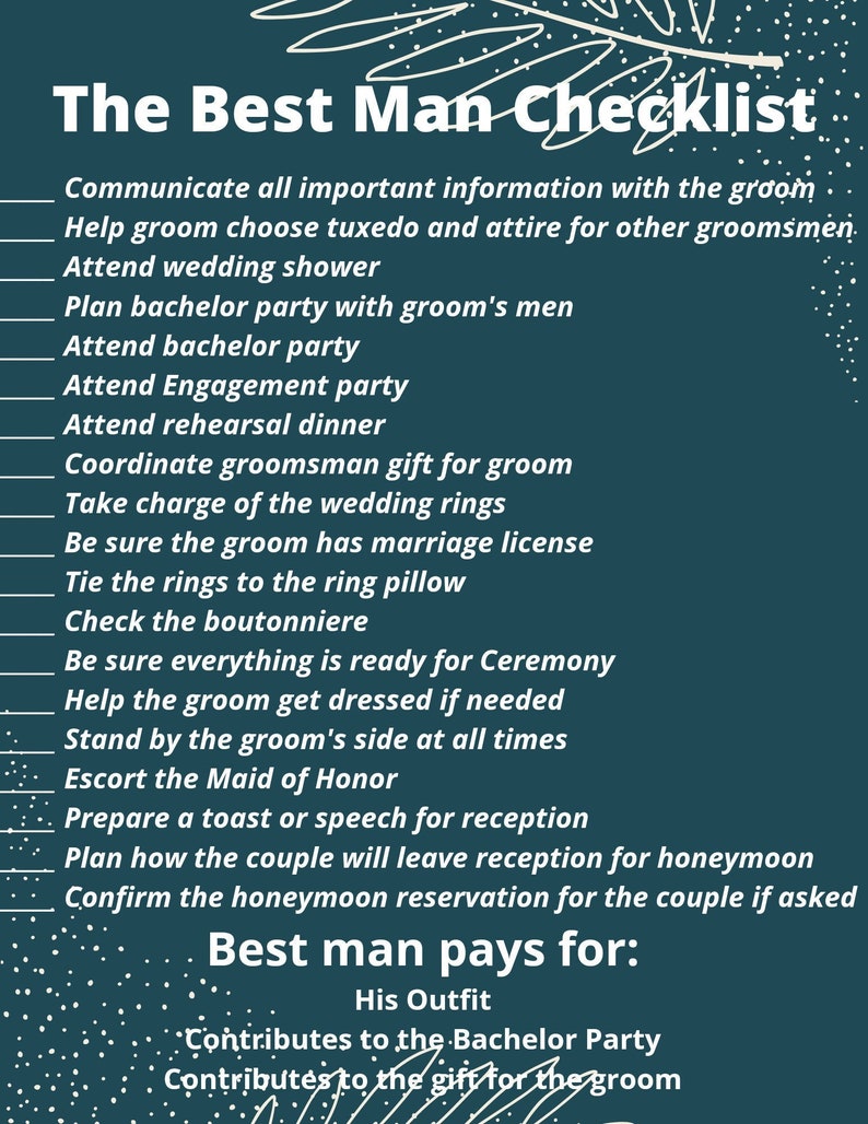 The Best Man Checklist - Etsy