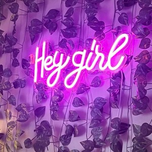 Hey Girl Pink Neon Sign Girly Neon Light Neon Sign for Home, Event ...
