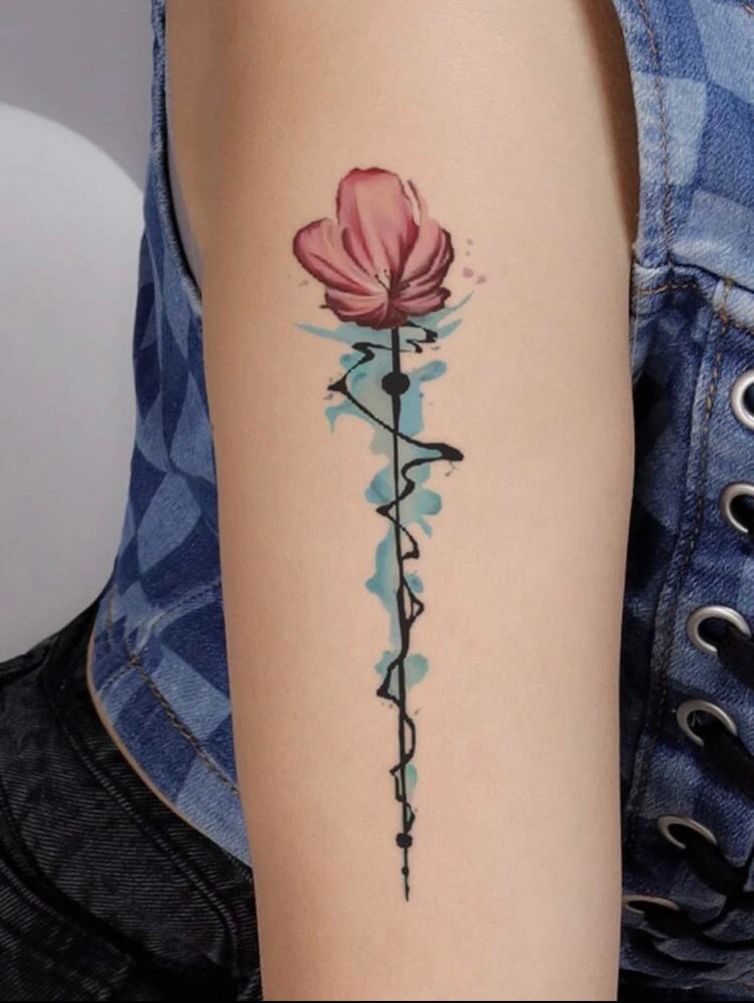 Watercolor Long Stem Flower Tattoo Set - Floral Tattoos - Nature ...
