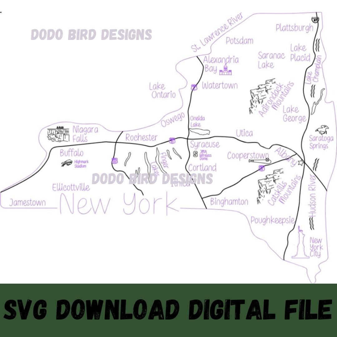 NYS Map Digital Laser File - Etsy