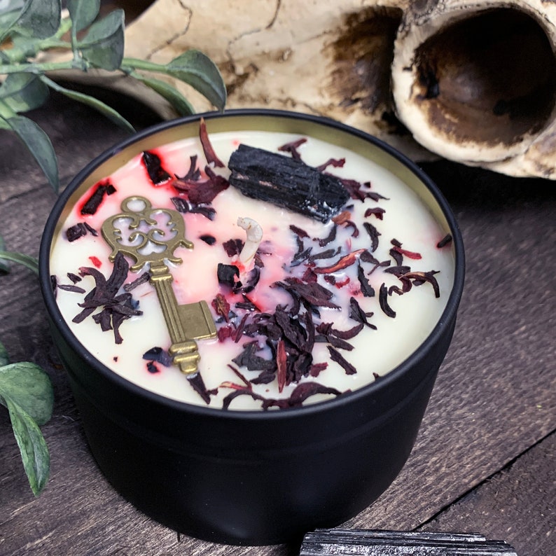 Hecate Candle Herb & Crystal Infused Dark Moon - Etsy