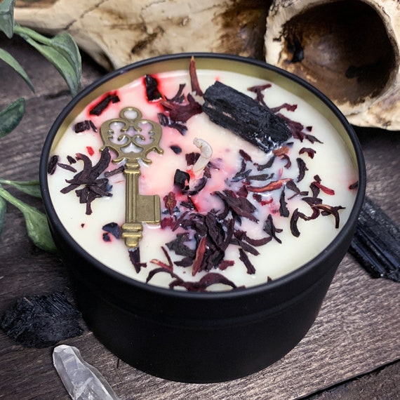 Hecate Candle Herb & Crystal Infused Dark Moon - Etsy