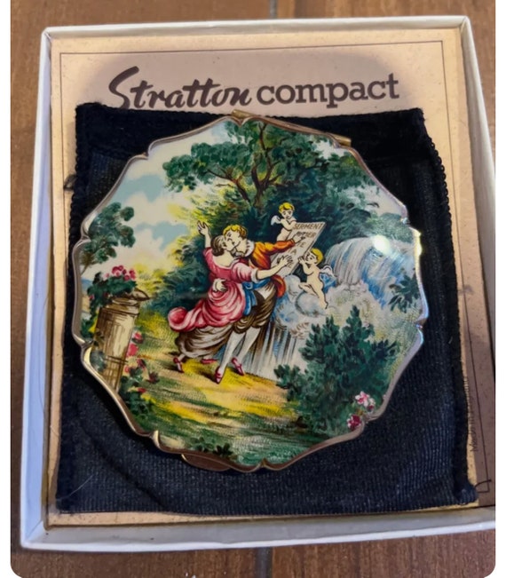 Rare Stratton England Powder Compact Enamel Lid “The … - Gem
