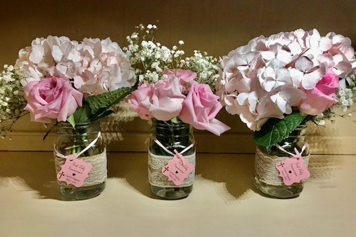 Rustic Mason Jar Decor Communion Centerpieces-baptism Decor-girl ...