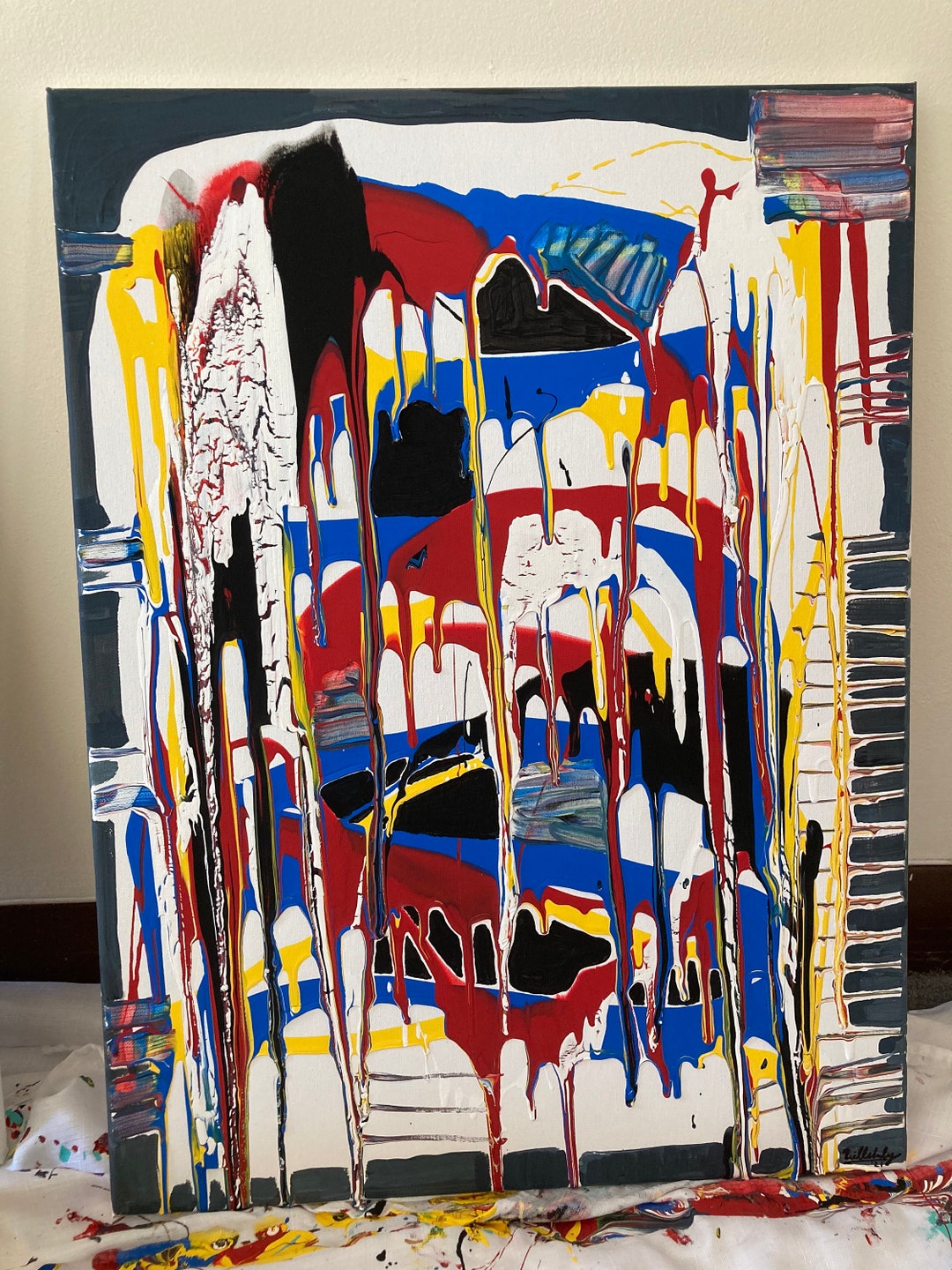 Primary Color Abstract 18x24 Blackwhite Background - Etsy