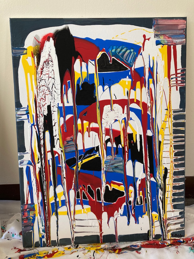 Primary Color Abstract 18x24 Blackwhite Background - Etsy