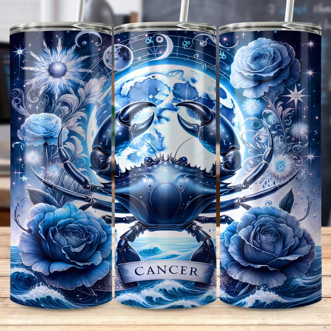 Cancer Zodiac Tumbler PNG 20oz Skinny Seamless Gothic Celestial ...