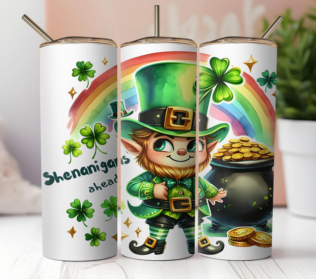 Rainbow Pot of Gold St Patricks Day 20 Oz Tumbler Design Funny ...