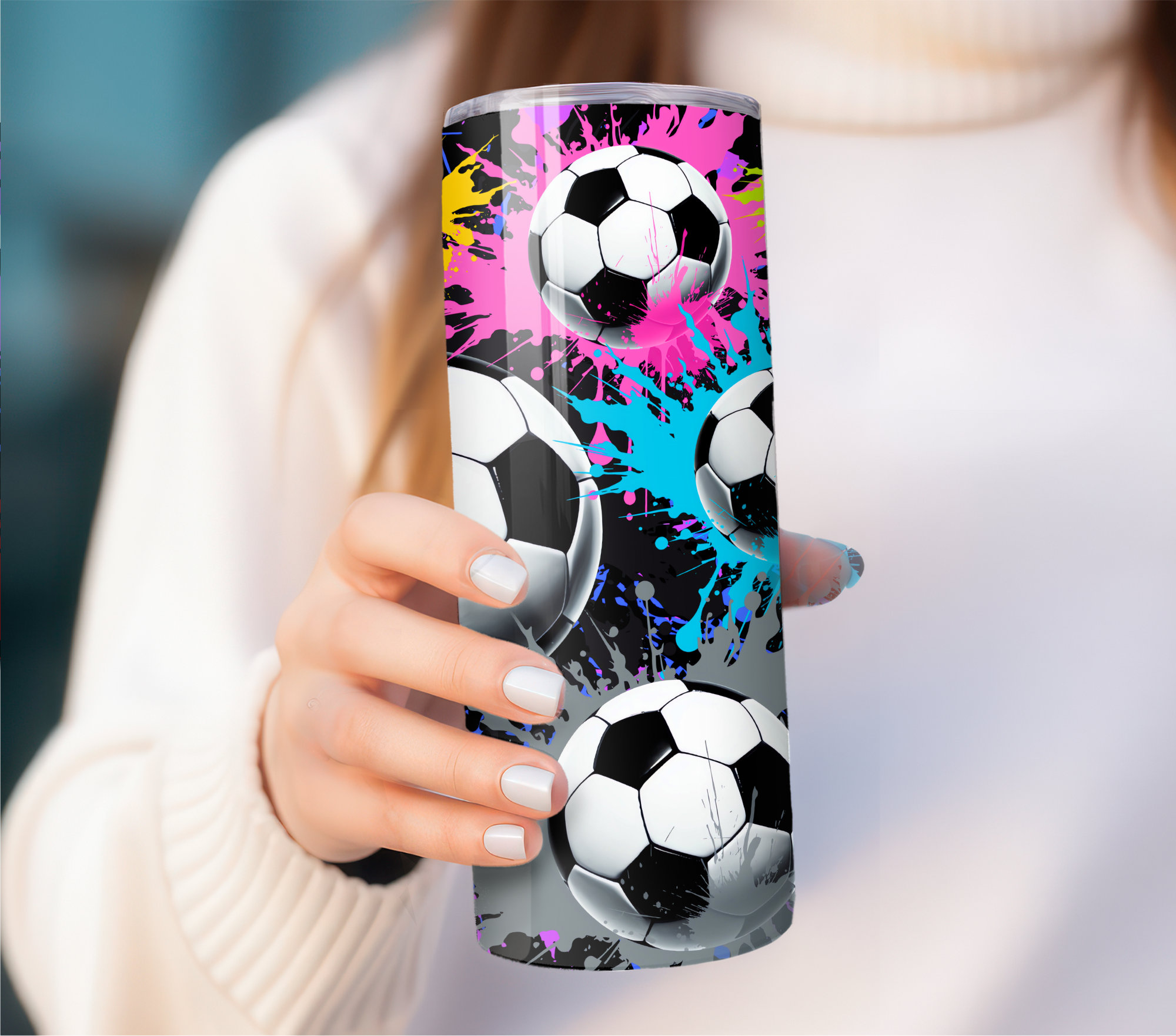3D Soccer Balls Tumbler Wrap: Football Sublimation Design (digital ...