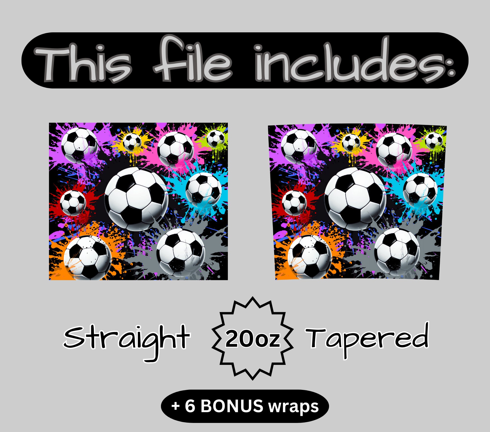 3D Soccer Balls Tumbler Wrap: Football Sublimation Design (digital ...