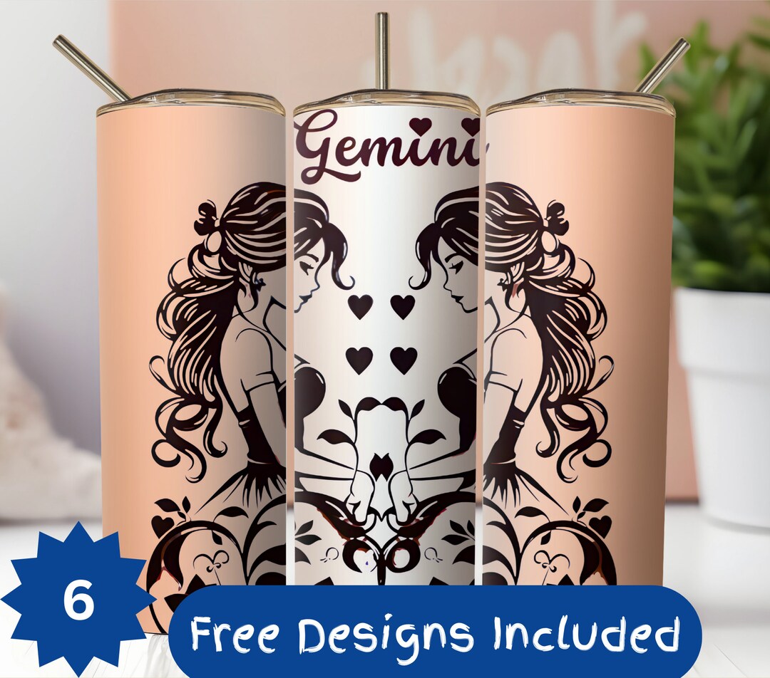 Gemini Digital Art Tumbler Wrap Download Sublimation Design Astrology ...