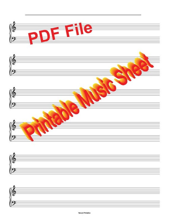 Blank Music Sheet Staff Paper 8 1/2 X 11 Instant | Etsy