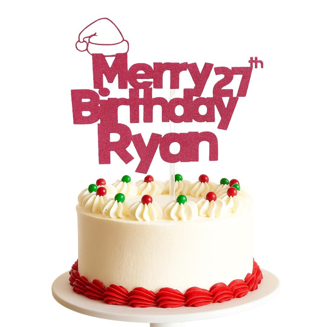 Merry Birthday Cake Topper Custom – Personalized Name and Age ...
