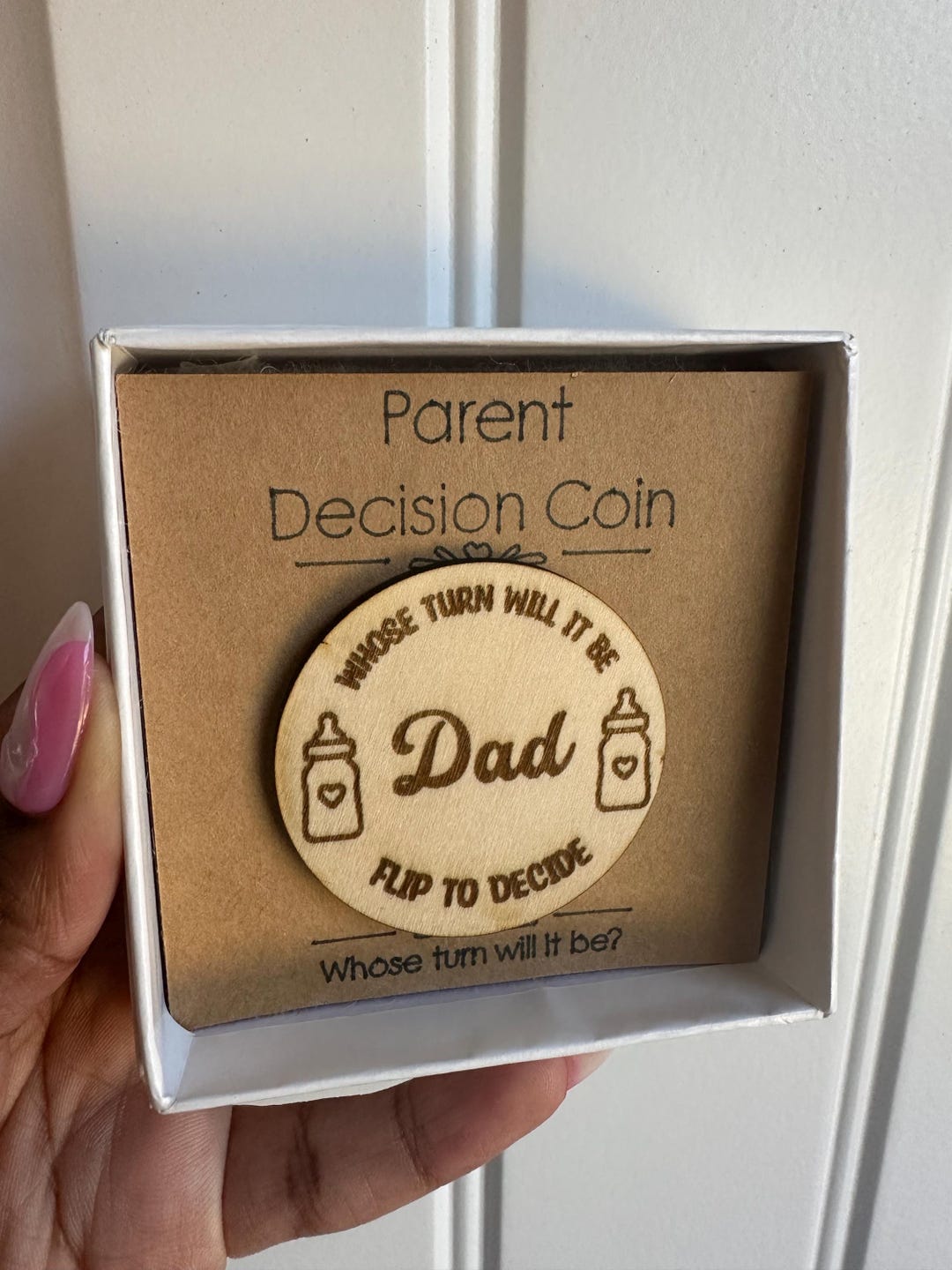 Personalized Mom Dad Decision Coin, Baby Shower, Funny Gift, New ...