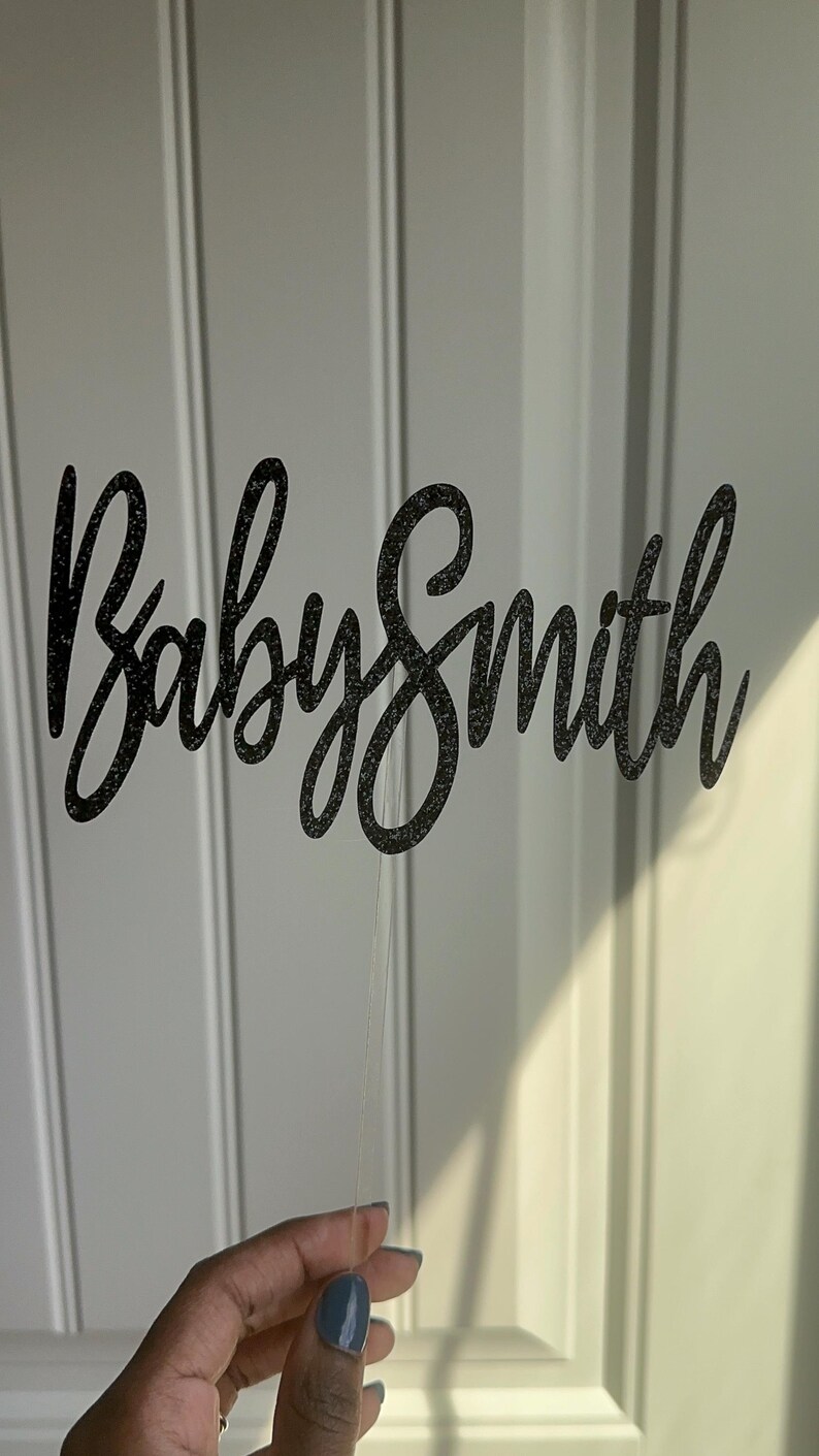 Personalized Baby Name Cake Topper, Glitter Baby Shower Decoration - Etsy