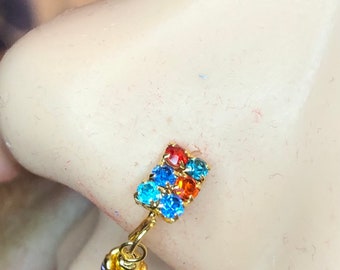 Fancy Crystal Dangle Nose Ring | Etsy
