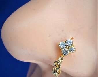 Bolt Diamond Dangle Nose Ring | Etsy