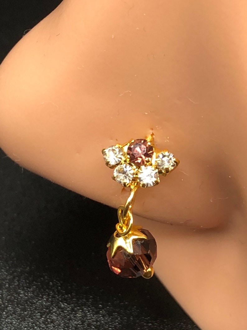 Fancy Crystal Dangle Nose Ring - Etsy