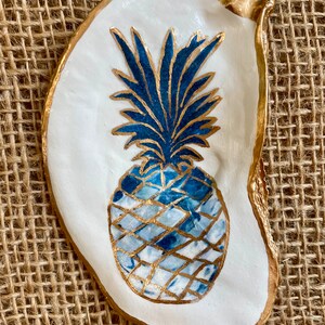 Pineapples and More Pineapples Gilded and Decoupaged Natural Clam Shells and Scallop Shells - Etsy