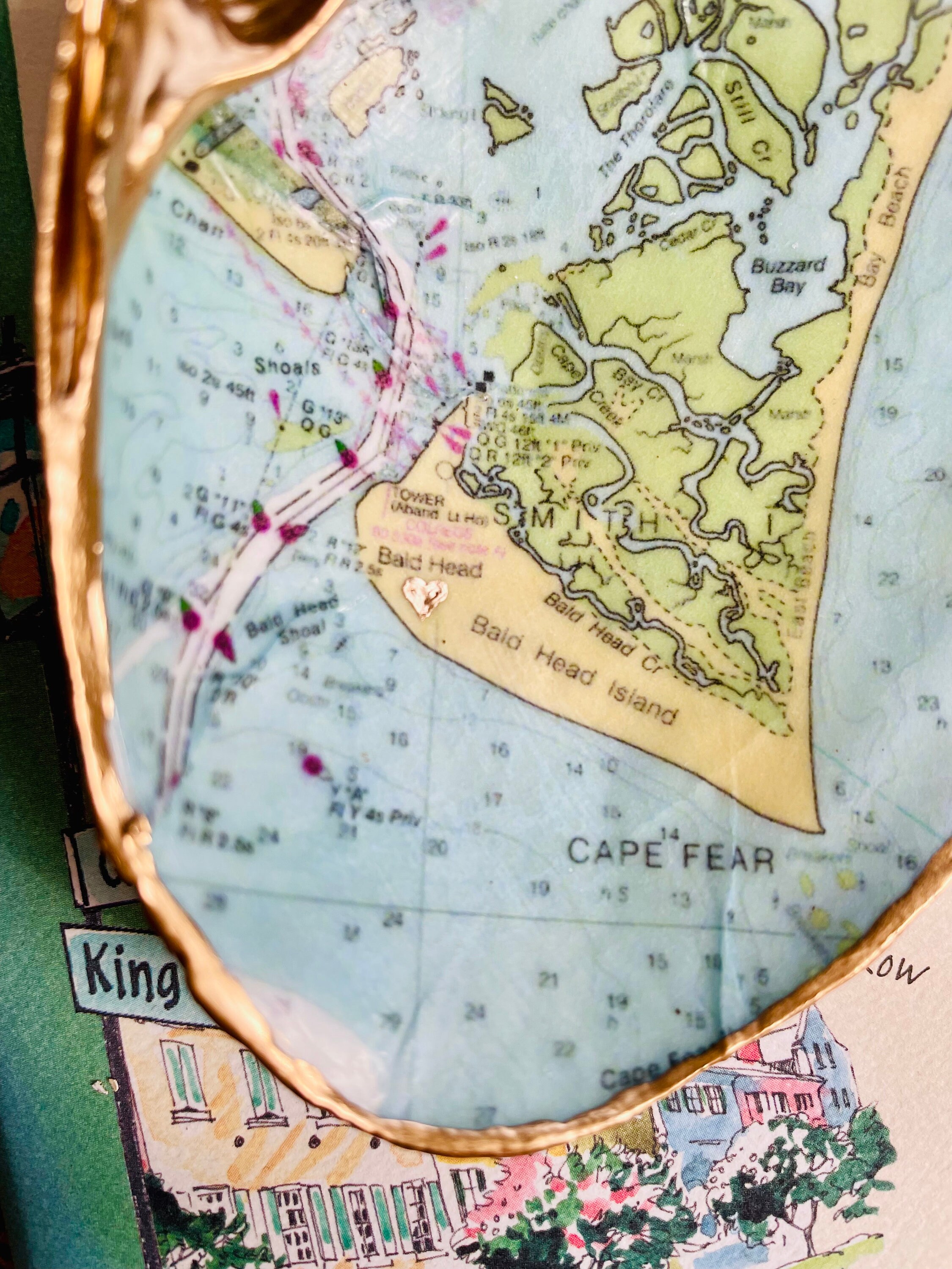 Custom NOAA Chart Shells Decoupaged and Gilded Clams and - Etsy