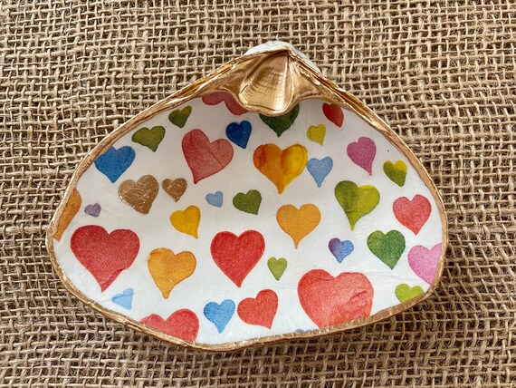 Heart of Gold Gilded and Decoupaged Natural Clam Shell | Etsy