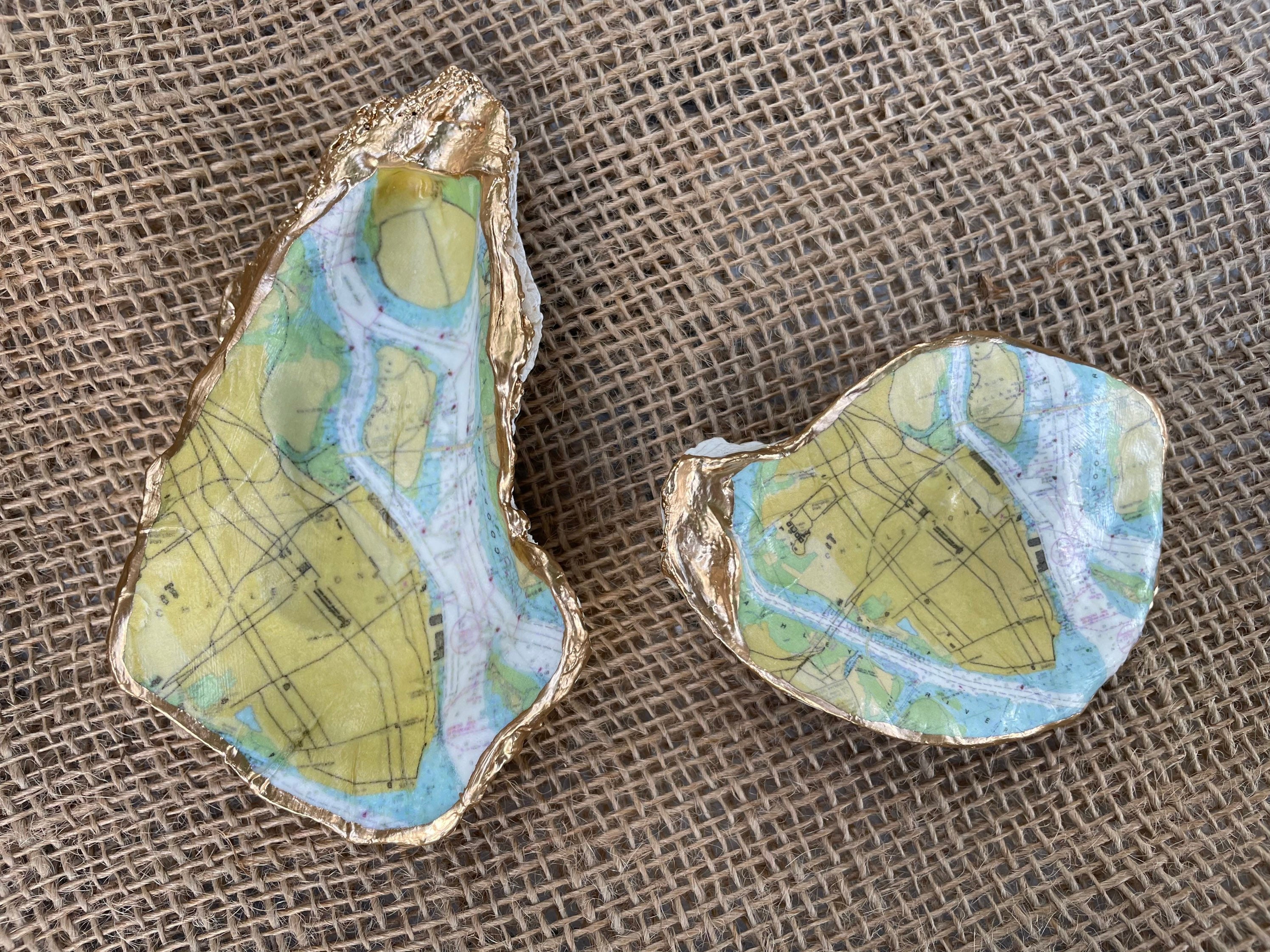 Custom NOAA Chart Shells Decoupaged and Gilded Clams and - Etsy