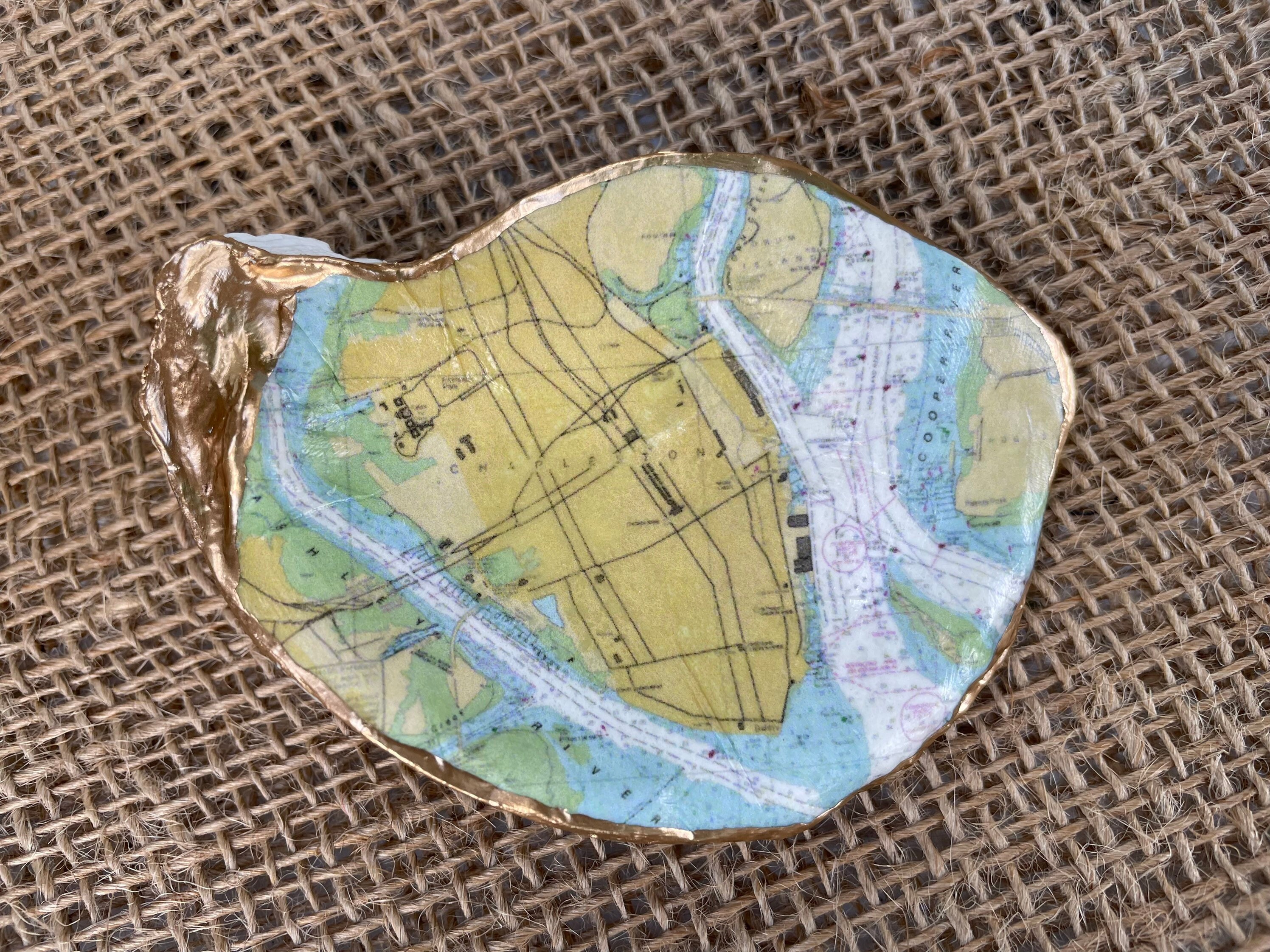 Custom NOAA Chart Shells Decoupaged and Gilded Clams and - Etsy