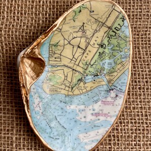 Map or NOAA Chart Shells Gilded and Decoupaged Natural Clam Shells - Etsy