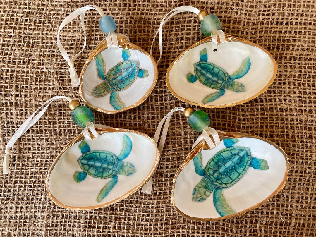 Adorable Turtle Hatchling Ornaments/danglers - Decoupaged and Gilded ...