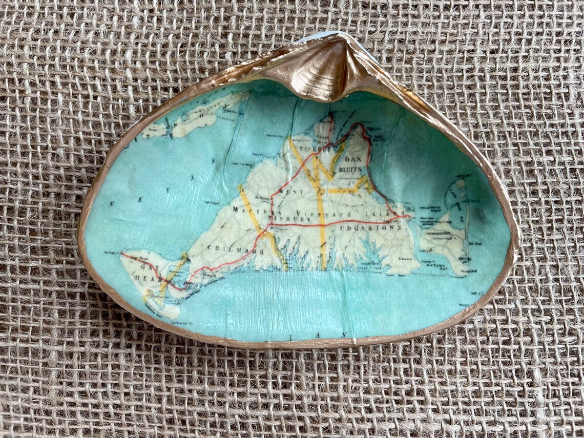Custom NOAA Chart Shells Decoupaged and Gilded Clams and - Etsy