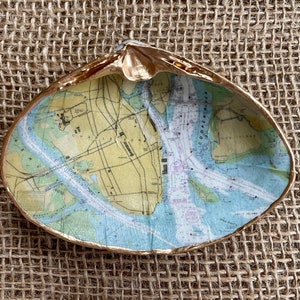 Map or NOAA Chart Shells Gilded and Decoupaged Natural Clam Shells - Etsy