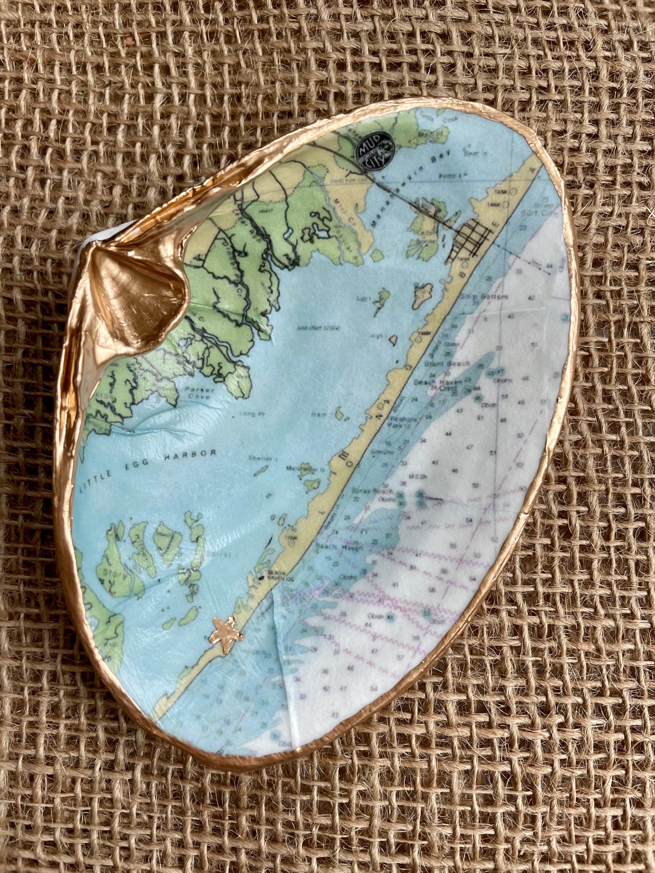 Custom NOAA Chart Shells Decoupaged and Gilded Clams and - Etsy