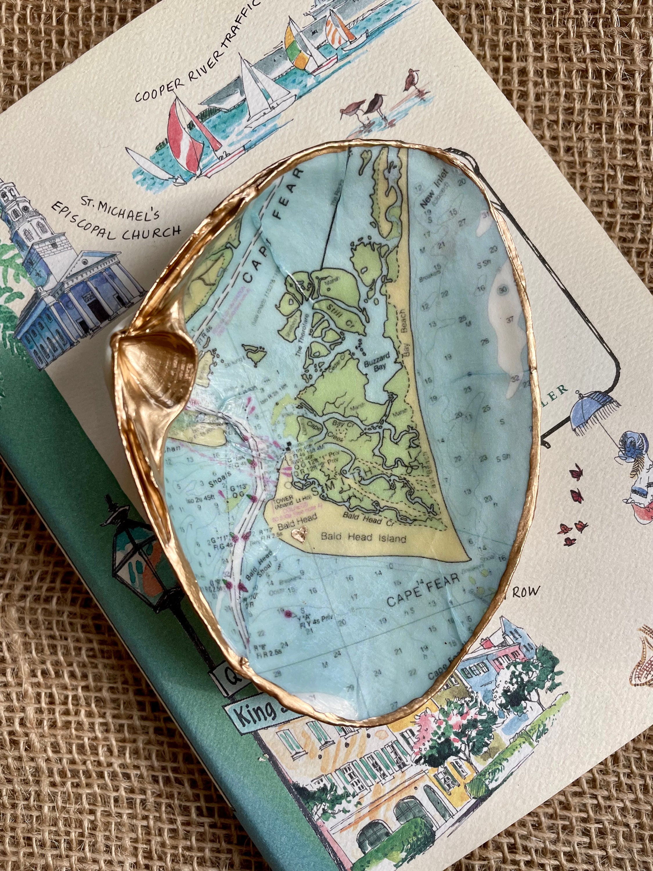 Custom NOAA Chart Shells Decoupaged and Gilded Clams and - Etsy