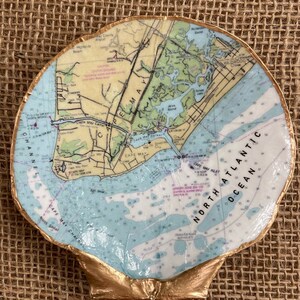 Custom NOAA Chart Shells - Decoupaged and Gilded Clams, Scallops and ...
