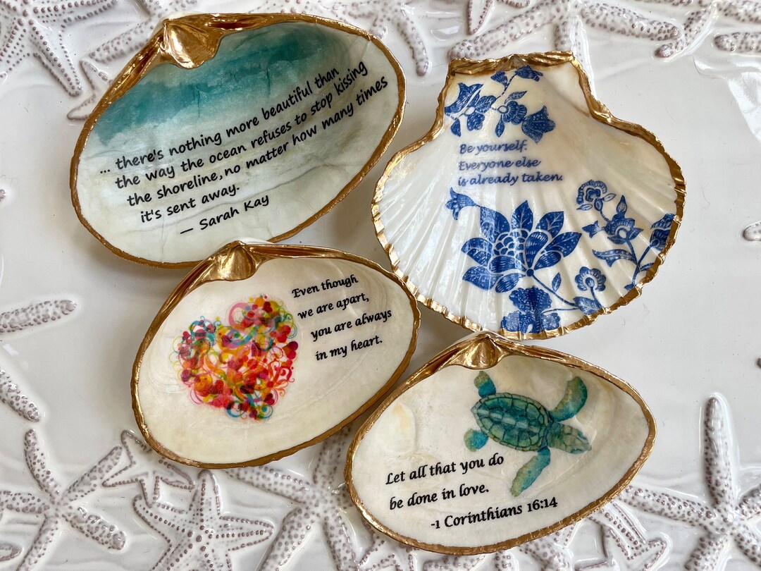 Inspiration, Quotes and Bible Verse Gilded and Decoupaged Natural Clam ...