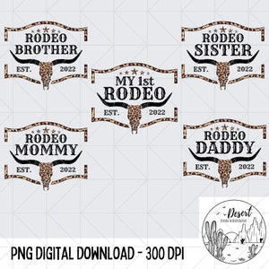 My 1st Rodeo Family PNG Set - Cheetah Print - Cowhead Birthday Design ...