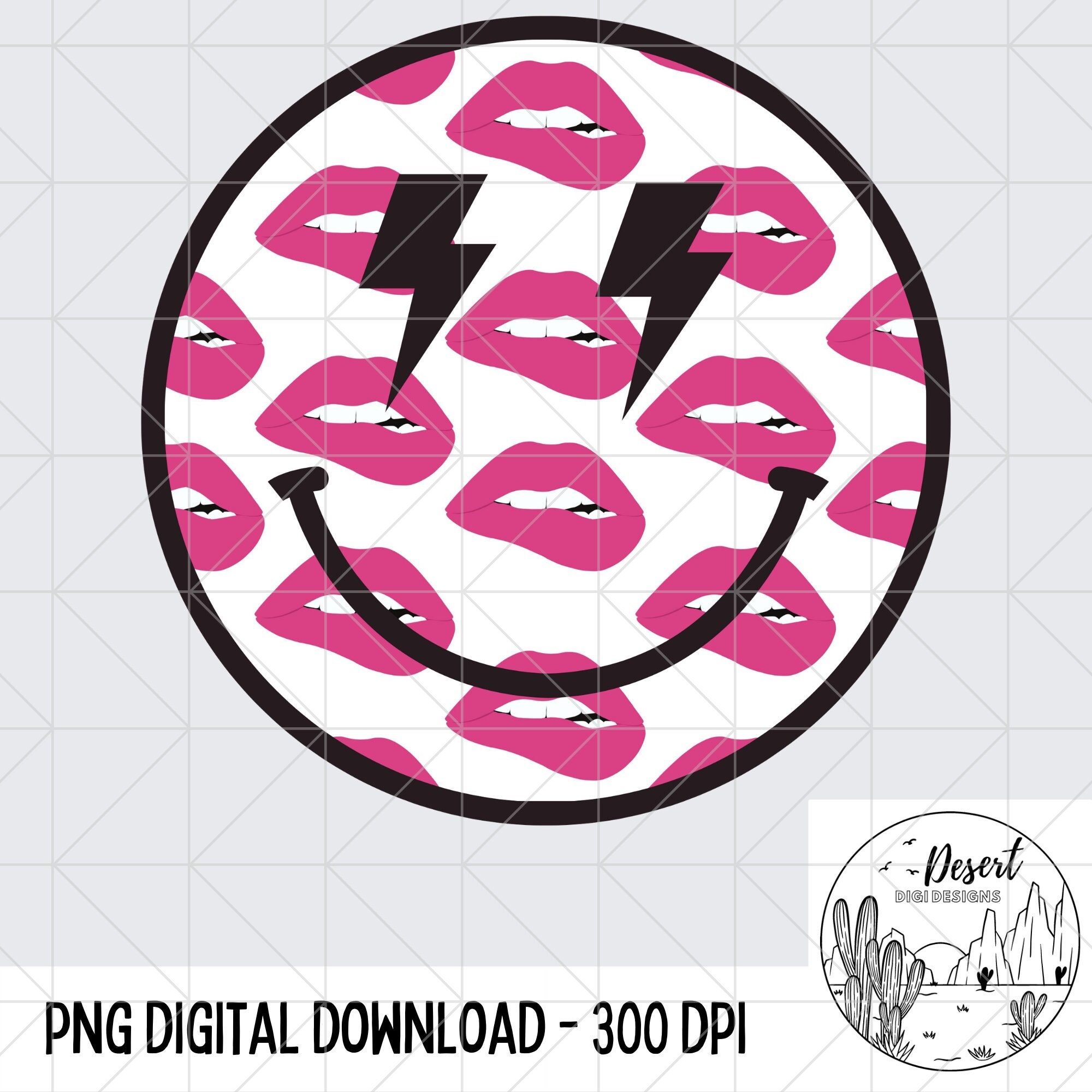 Lips Retro Smiley PNG - Smiley - Pink Design PNG - Designs Downloads ...