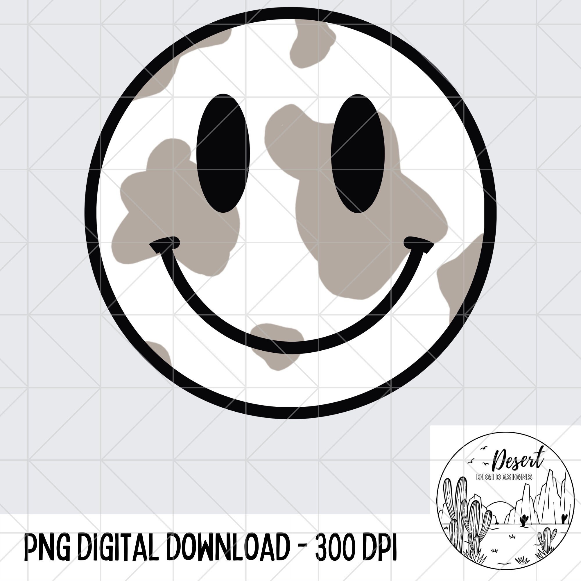 Cow Print Retro Smiley PNG - Smiley PNG - Retro Cow Design PNG ...