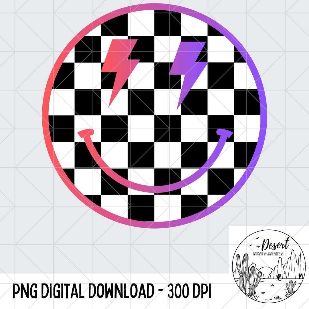 Checkered Neon Retro Smiley PNG - Smiley - Back to School Design PNG ...