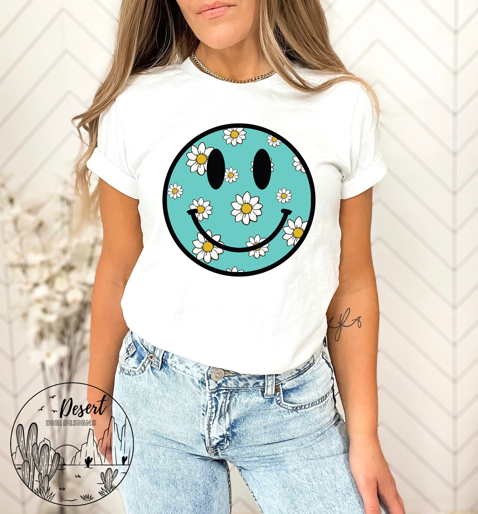 Daisy Retro Smiley PNG - Smiley PNG - Black and White Dot Design PNG ...