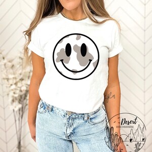 Cow Print Retro Smiley PNG - Smiley PNG - Retro Cow Design PNG ...