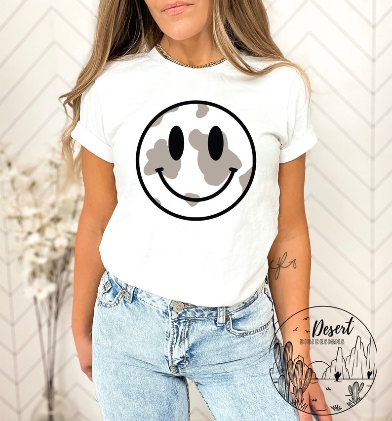 Cow Print Retro Smiley PNG - Smiley PNG - Retro Cow Design PNG ...