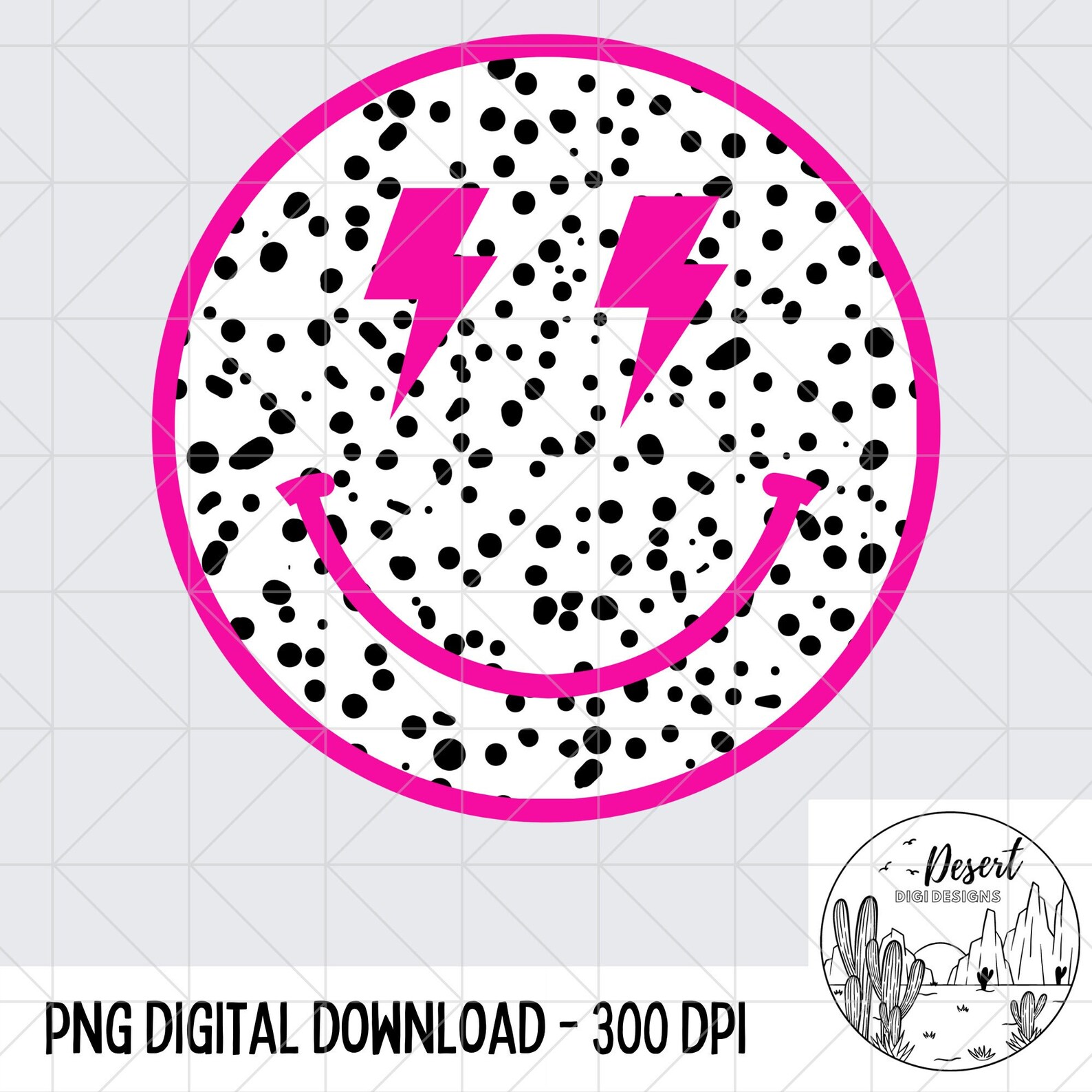 Rockstar Retro Smiley PNG - Smiley PNG - Black and White Dot Design PNG ...